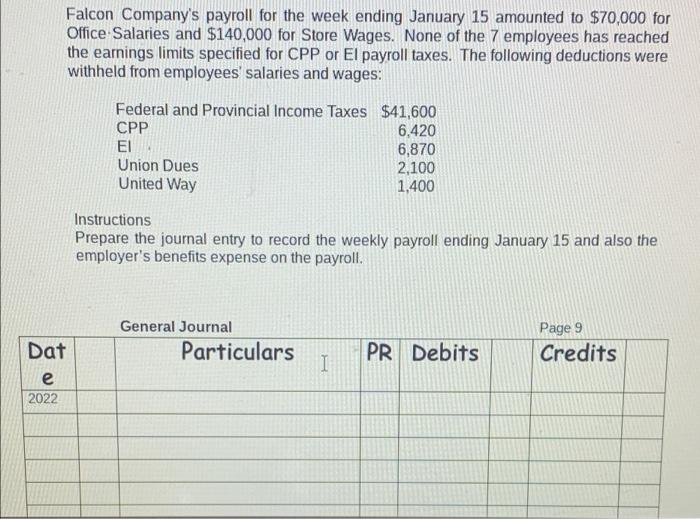 Solved prepare the journal entry to record the weekly | Chegg.com