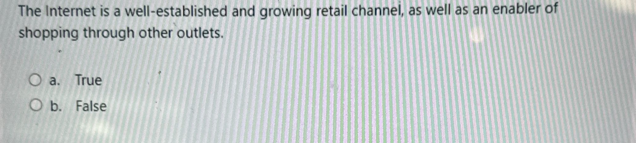 Solved The Internet is a well-established and growing retail | Chegg.com