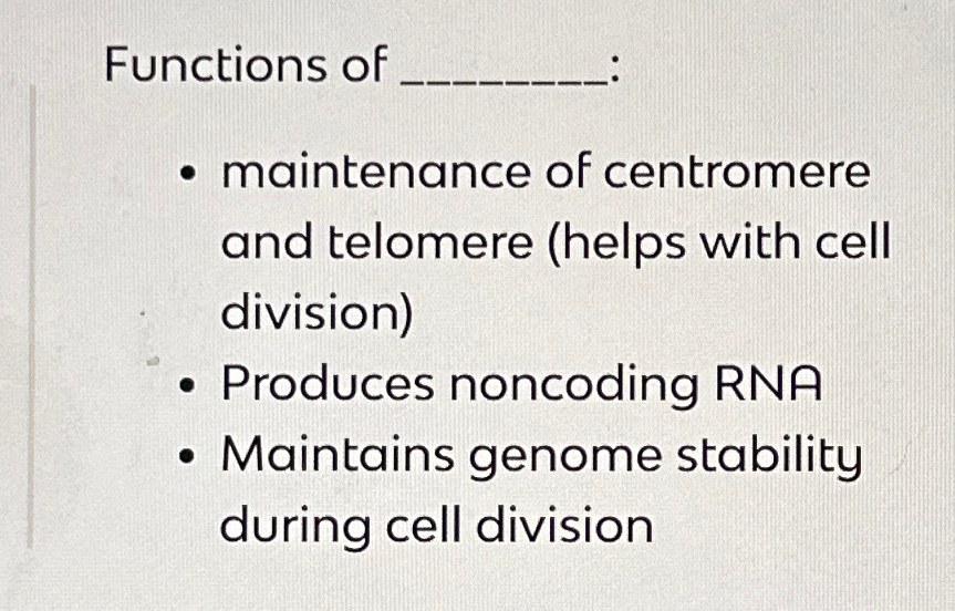 Solved Functions ofmaintenance of centromere and telomere | Chegg.com