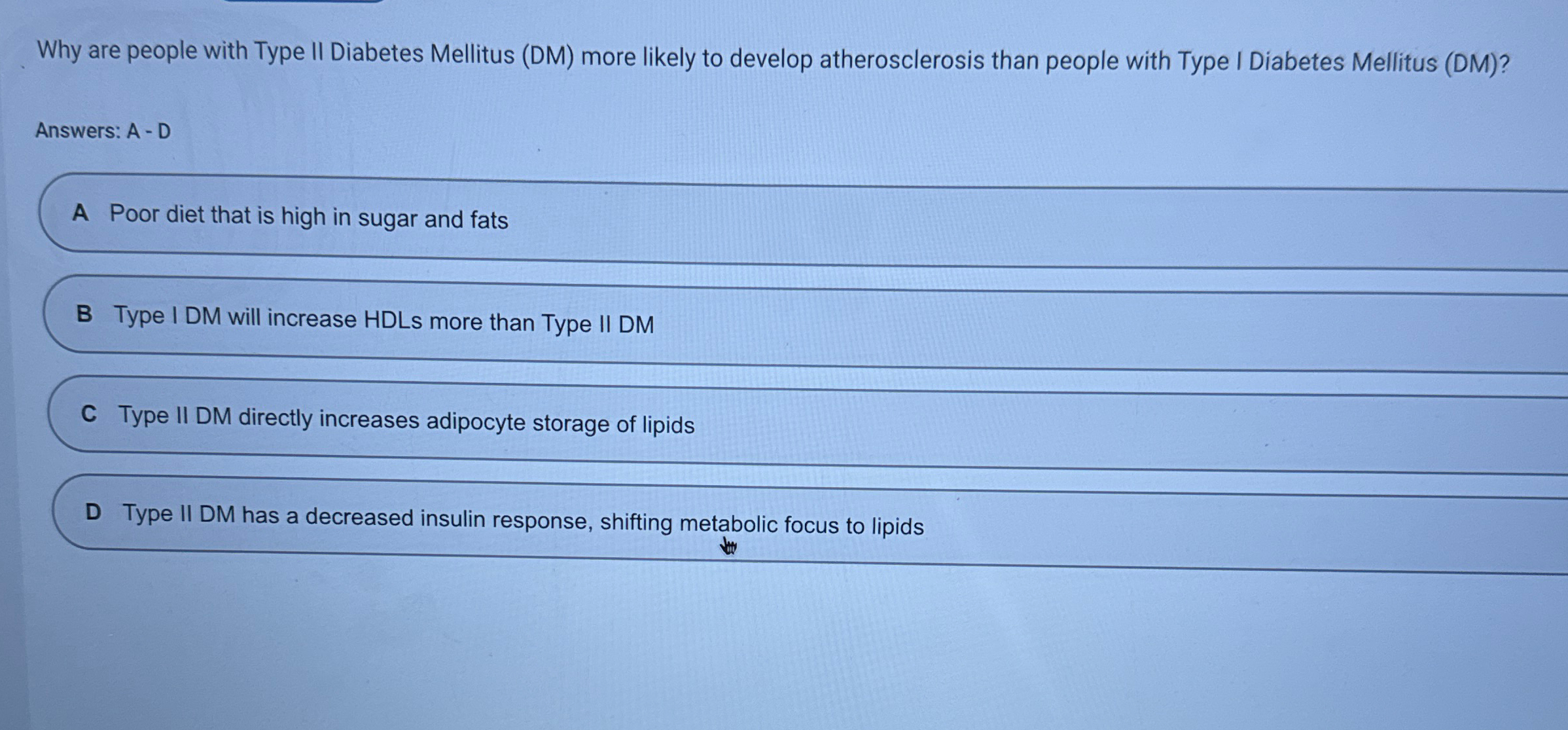 Solved Why are people with Type II Diabetes Mellitus (DM) | Chegg.com