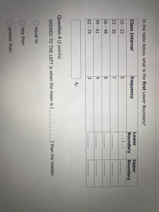 Solved In the table below, what is the first Lower Boundary? | Chegg.com