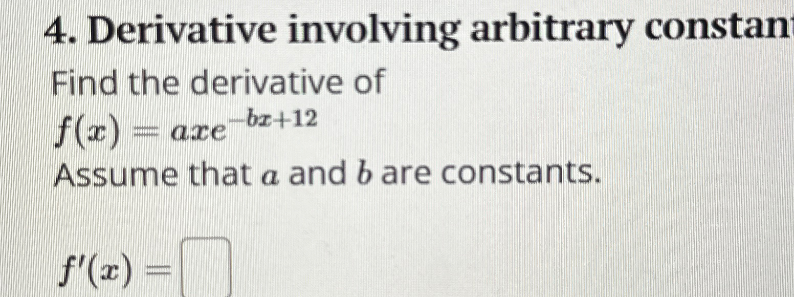 Solved Derivative involving arbitrary constanFind the | Chegg.com