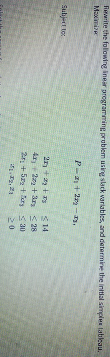 Solved Rewrite the following linear programming problem | Chegg.com