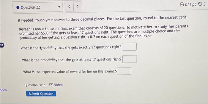 Solved If needed, round your answer to three decimal places. | Chegg.com