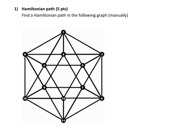 Solved 1) Hamiltonian path (5 pts) Find a Hamiltonian path | Chegg.com