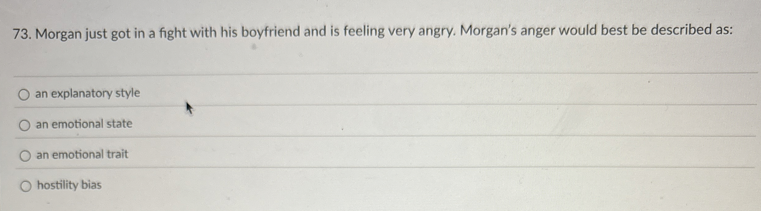 Solved Morgan just got in a fight with his boyfriend and is | Chegg.com