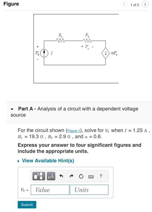 Solved - Part A - Analysis of a circuit with a dependent | Chegg.com