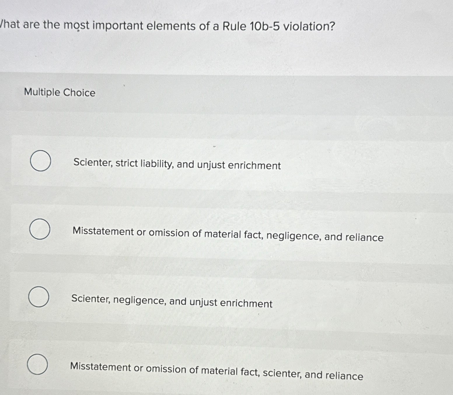 Solved /hat are the most important elements of a Rule 10b-5 | Chegg.com