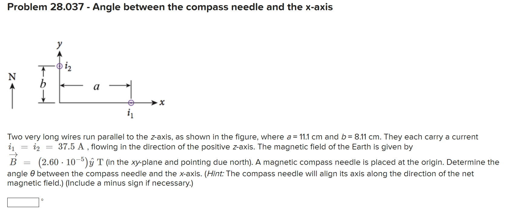 Solved Angle between the compass needle and the x-axisTwo | Chegg.com