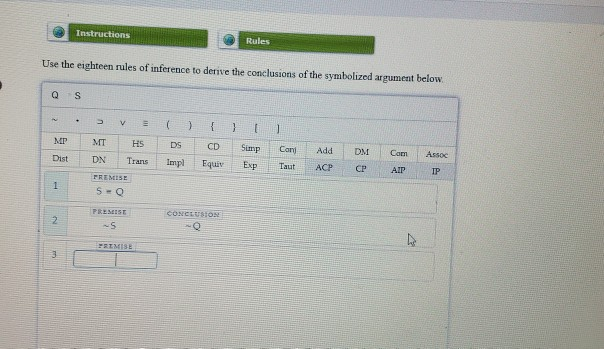 Solved Instructions Rules Use the eighteen rules of | Chegg.com