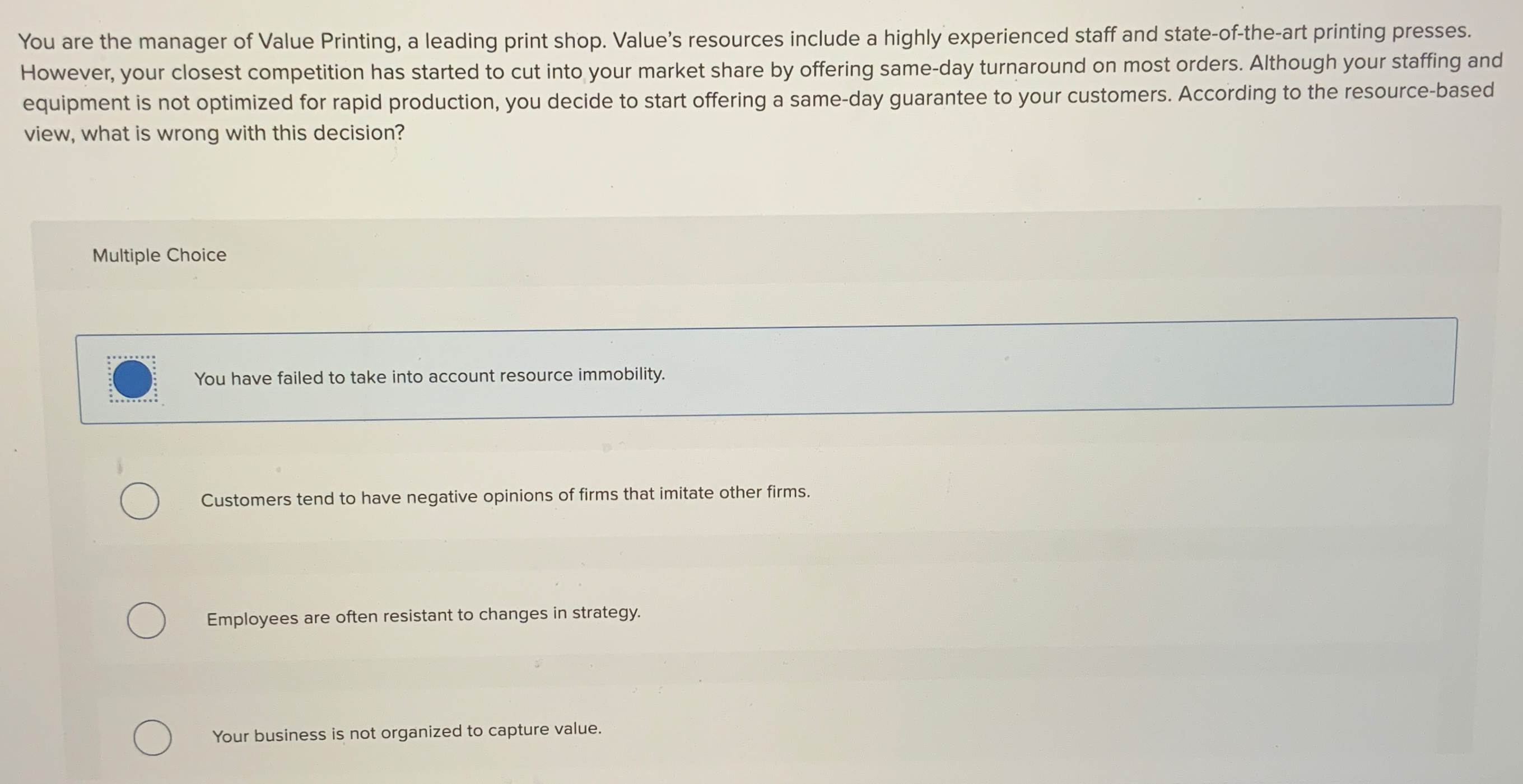 Solved You are the manager of Value Printing, a leading | Chegg.com