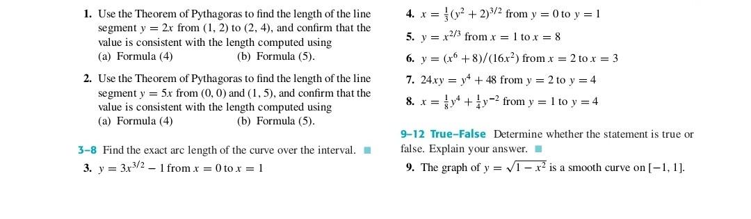 Solved = 1. Use the Theorem of Pythagoras to find the length | Chegg.com