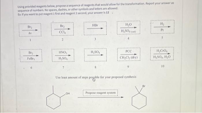 Solved Using provided reagents below, propose a sequence of | Chegg.com