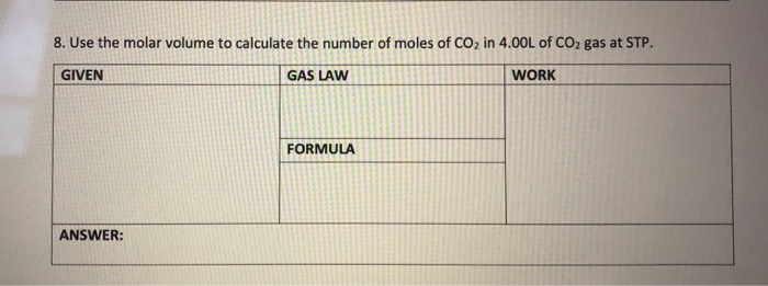 Solved STP condition. the volume if 1 mole of gas at STP = | Chegg.com