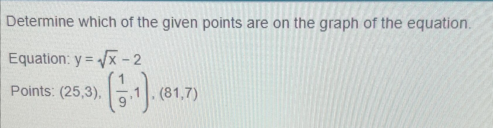 Solved Determine which of the given points are on the graph | Chegg.com
