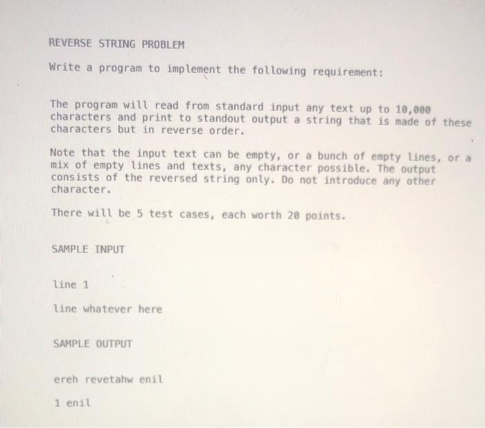 Solved Reverse String Problem Write A Program To Implement 0741