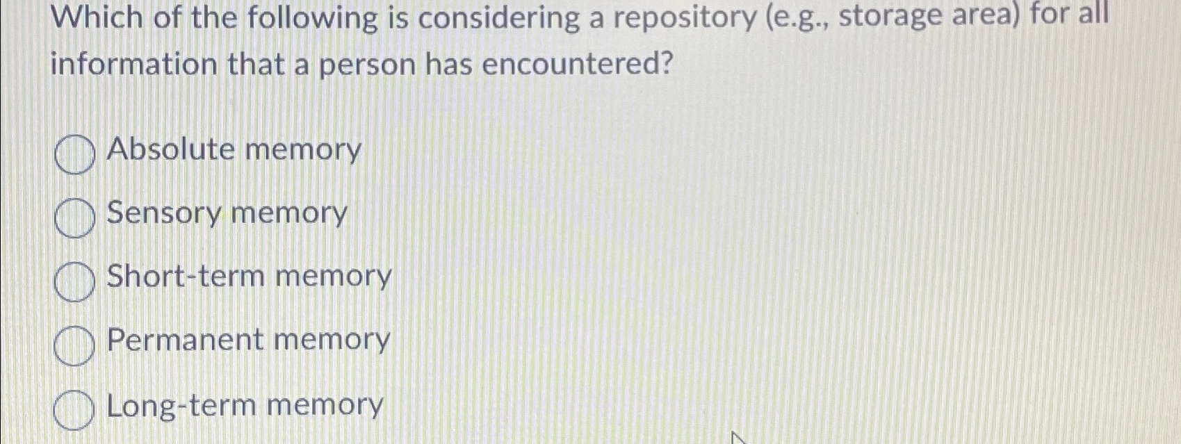 Solved Which of the following is considering a repository | Chegg.com