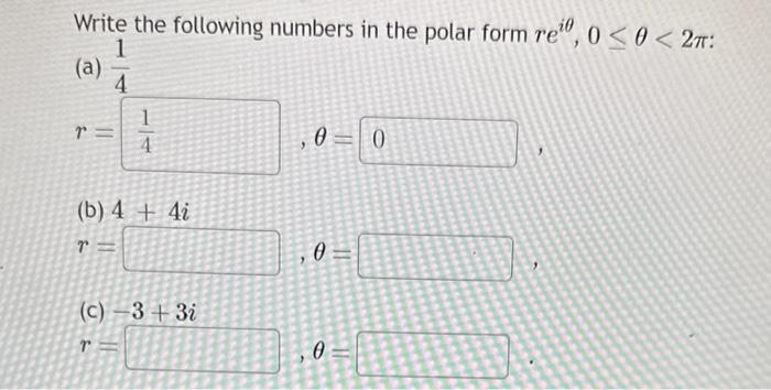 Solved Write the following numbers in the polar form | Chegg.com