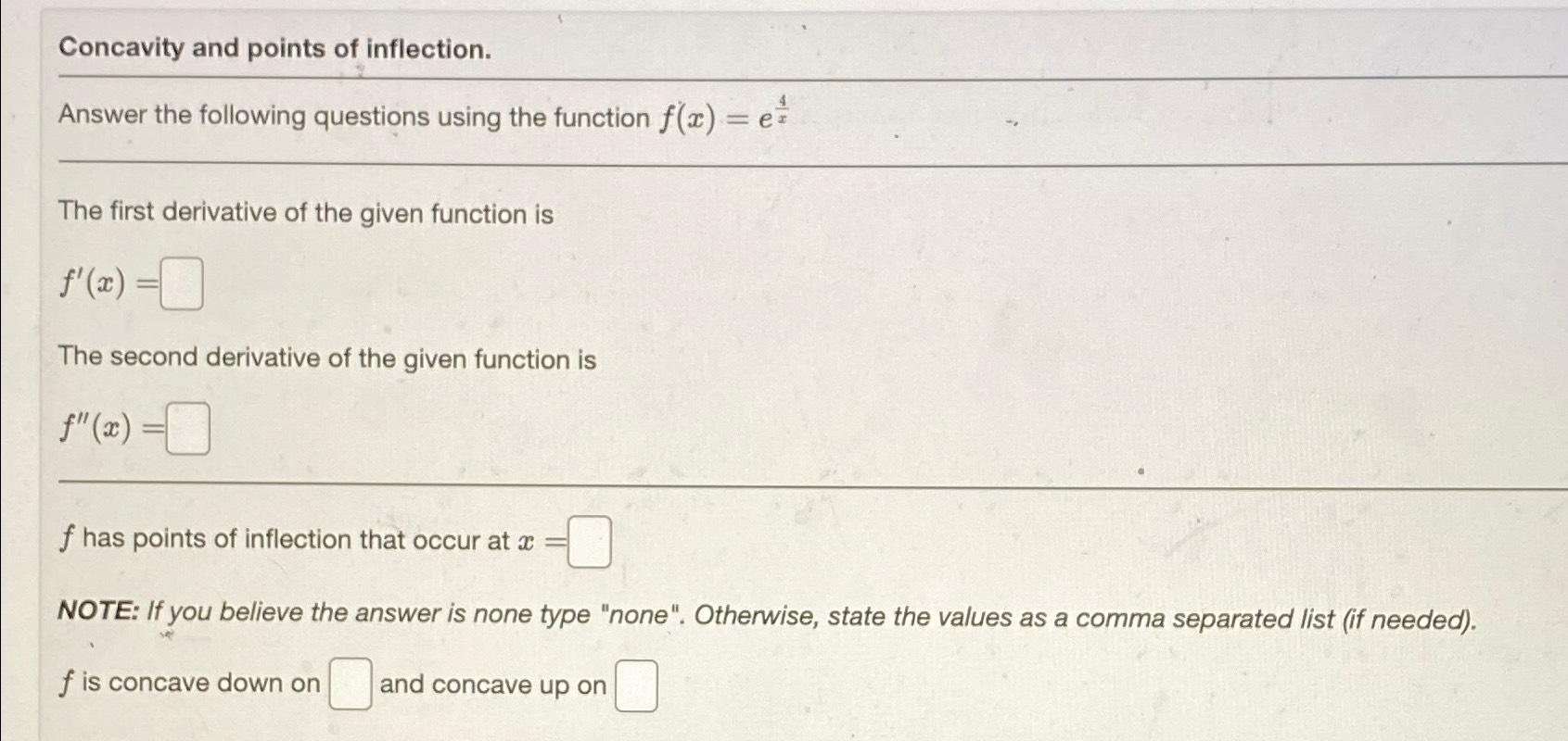 Solved Concavity and points of inflection.Answer the | Chegg.com