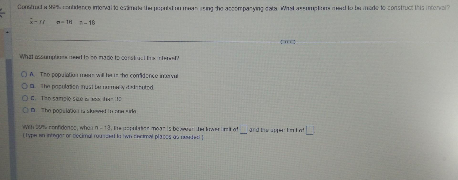 Solved Construct A 99 Confidence Interval To Estimate The Chegg