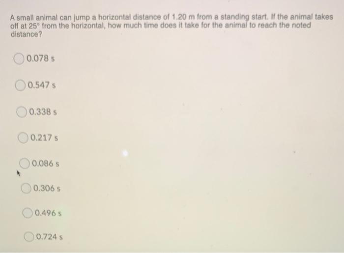 Solved A small animal can jump a horizontal distance of 1.20 | Chegg.com