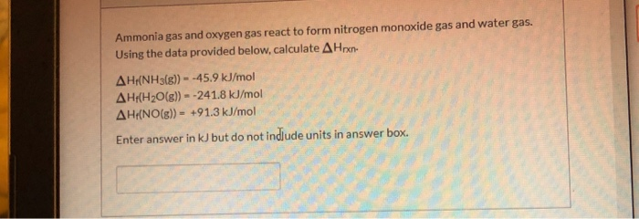 Solved Ammonia gas and oxygen gas react to form nitrogen | Chegg.com