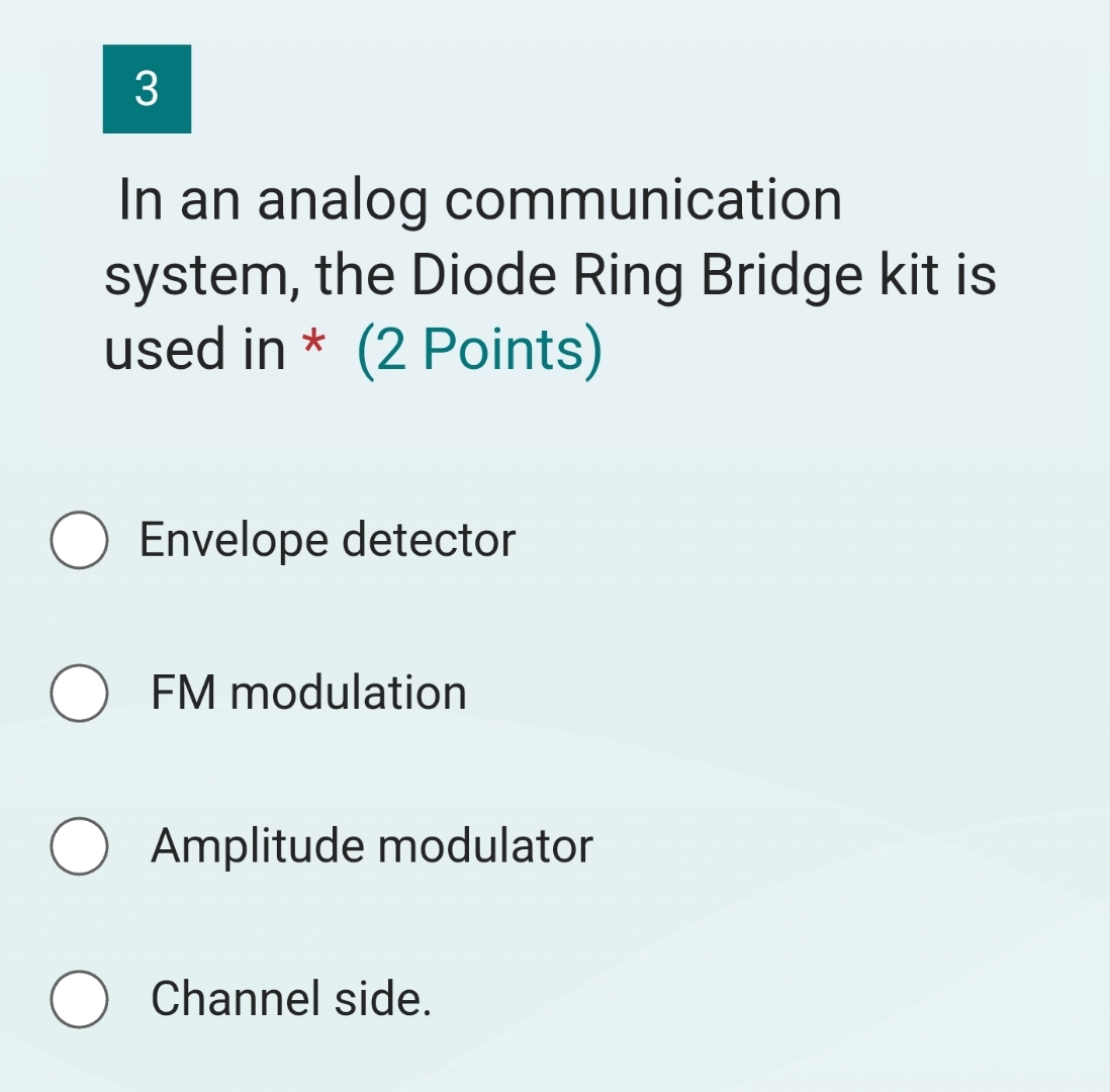 Solved In An Analog Communication System The Diode Ring