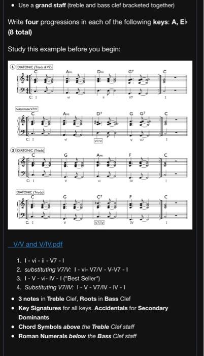- Use a grand staff (treble and bass clef bracketed | Chegg.com