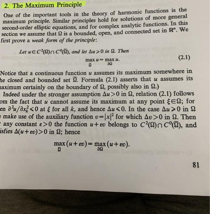 3. Prove the weak maximum principle (2.1) for | Chegg.com