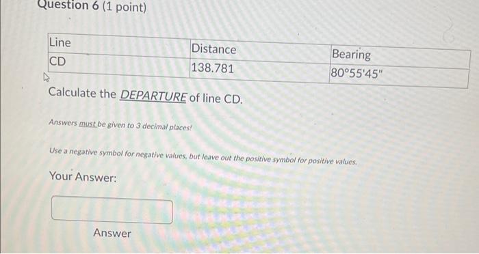 Solved - Latitudes and Departures Calculate the LATITUDE of | Chegg.com