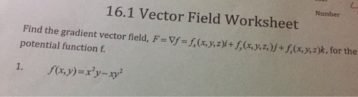 Solved Number 16.1 Vector Field Worksheet Find the gradient | Chegg.com