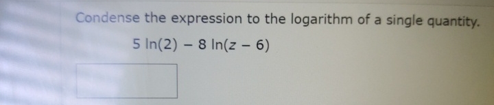 Solved Condense the expression to the logarithm of a single | Chegg.com