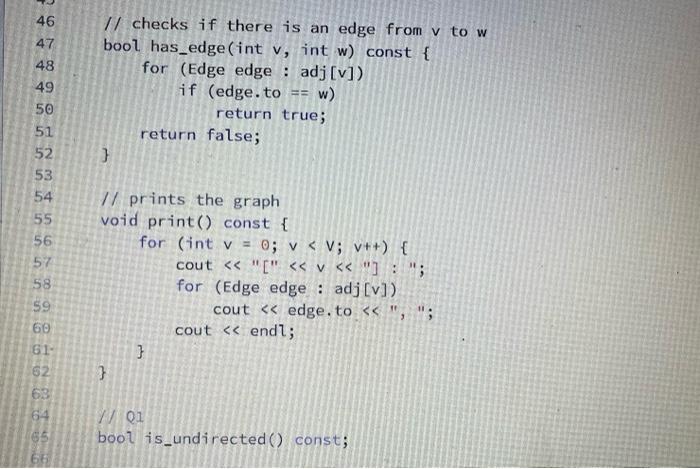 Solved You are given an incomplete class in graph.h | Chegg.com