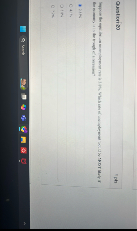 Solved Question 201 ﻿ptsSuppose the equilibrium unemployment | Chegg.com