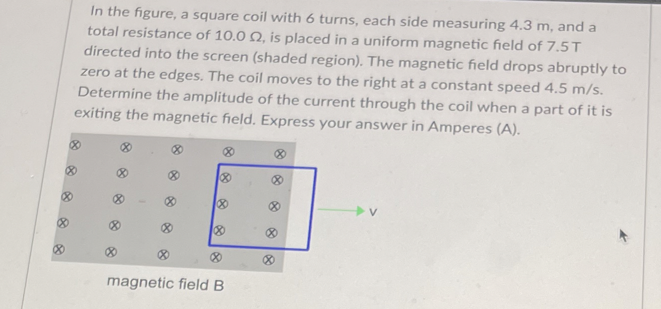 Solved by an EXPERT In the figure, a square coil with 6 ﻿turns, each side | Chegg.com