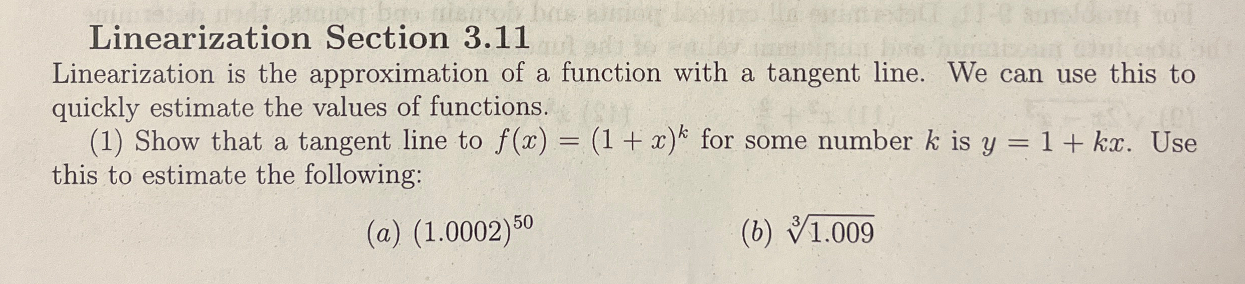 Solved Linearization Section 3.11Linearization is the | Chegg.com