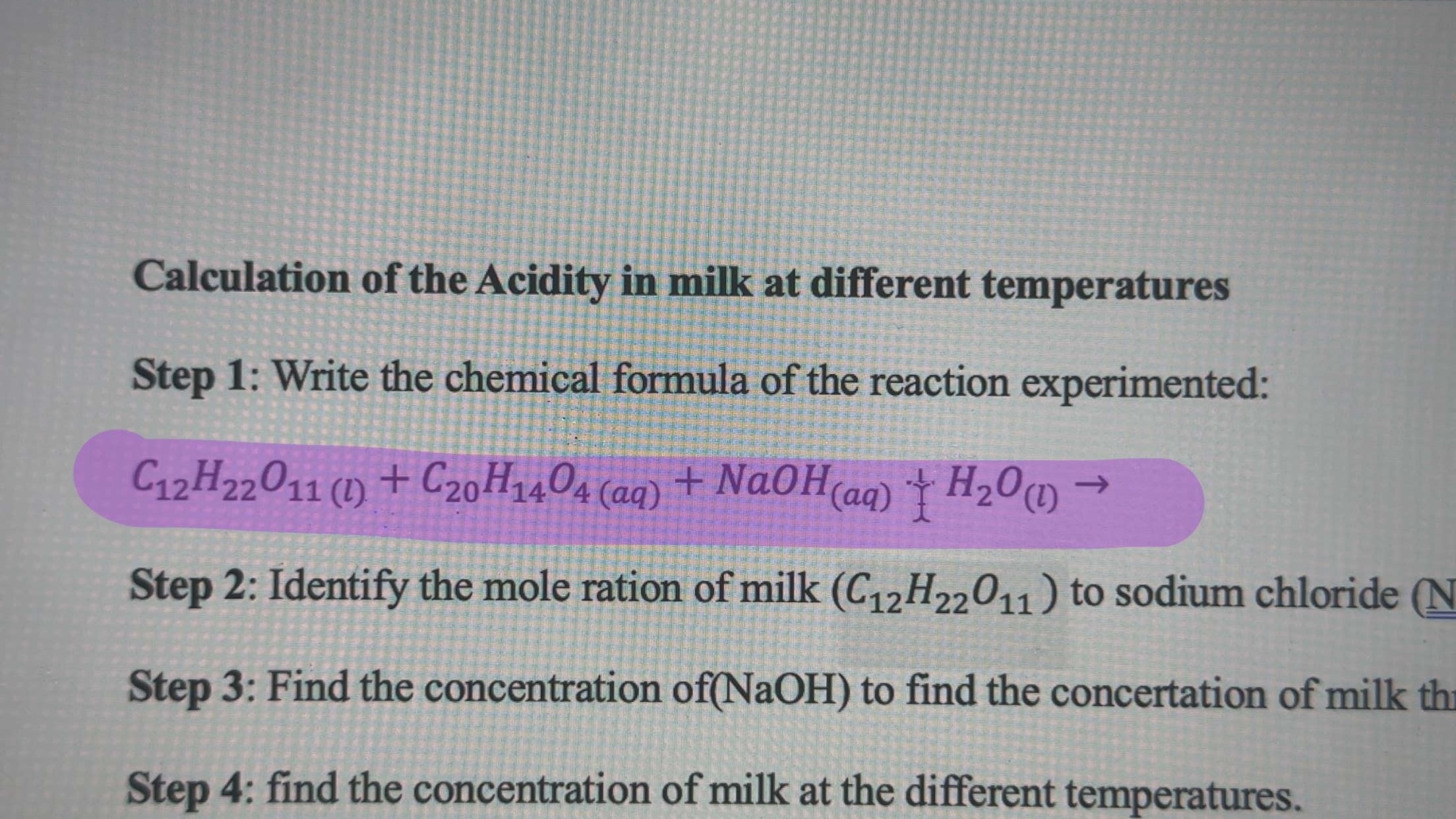 Calculation of the Acidity in milk at different | Chegg.com