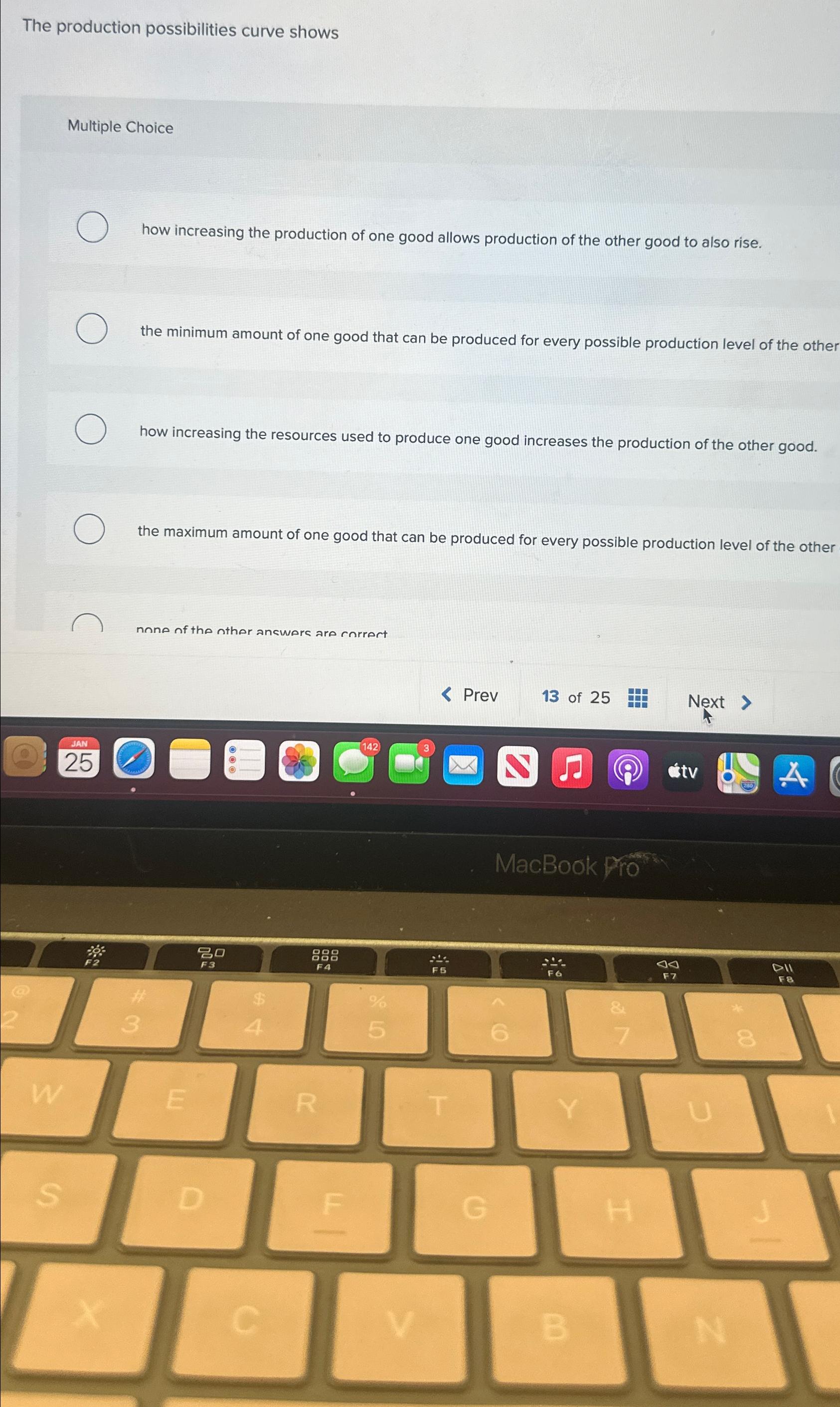 Solved The production possibilities curve showsMultiple | Chegg.com
