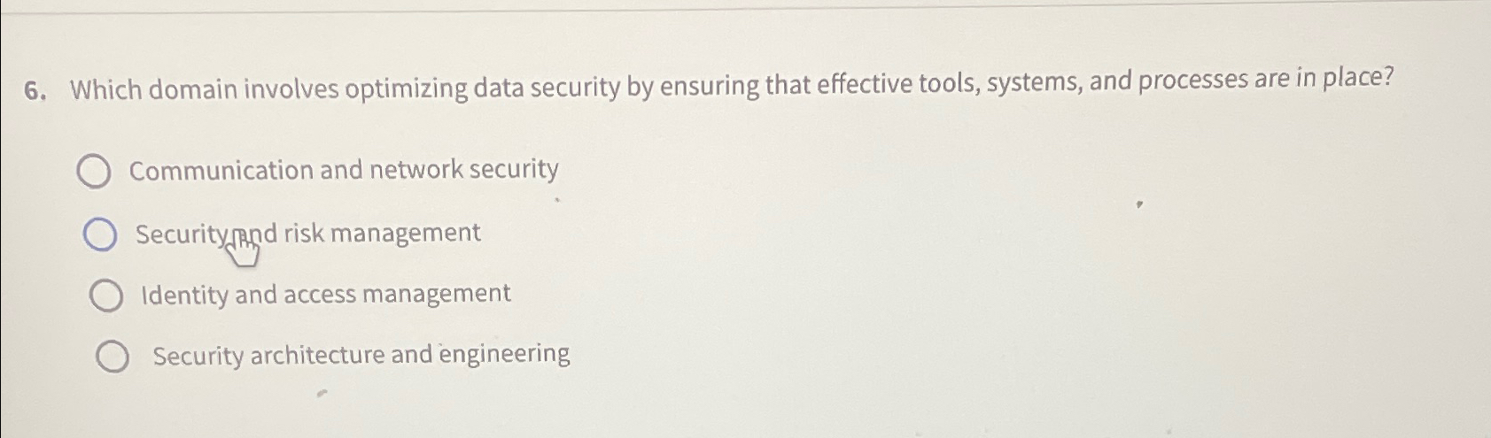 Solved Which domain involves optimizing data security by | Chegg.com