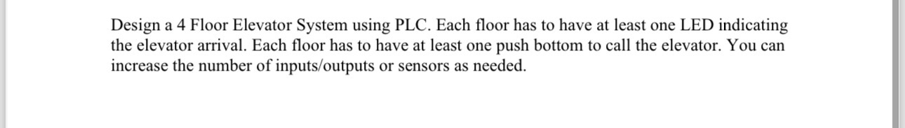 Solved Design A 4 ï Floor Elevator System Using Plc ï Each Chegg