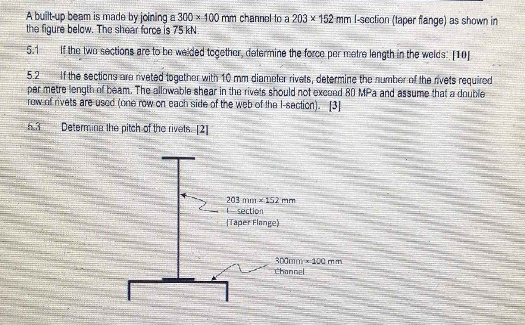 Solved A built-up beam is made by joining a 300×100 mm | Chegg.com