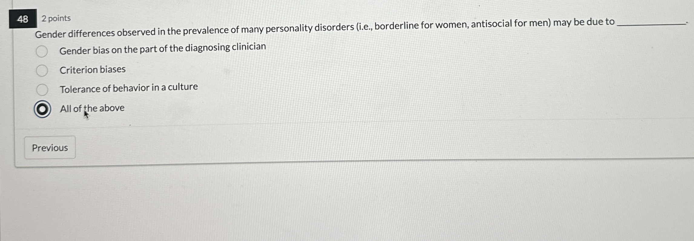 Solved 482 ﻿pointsGender differences observed in the | Chegg.com