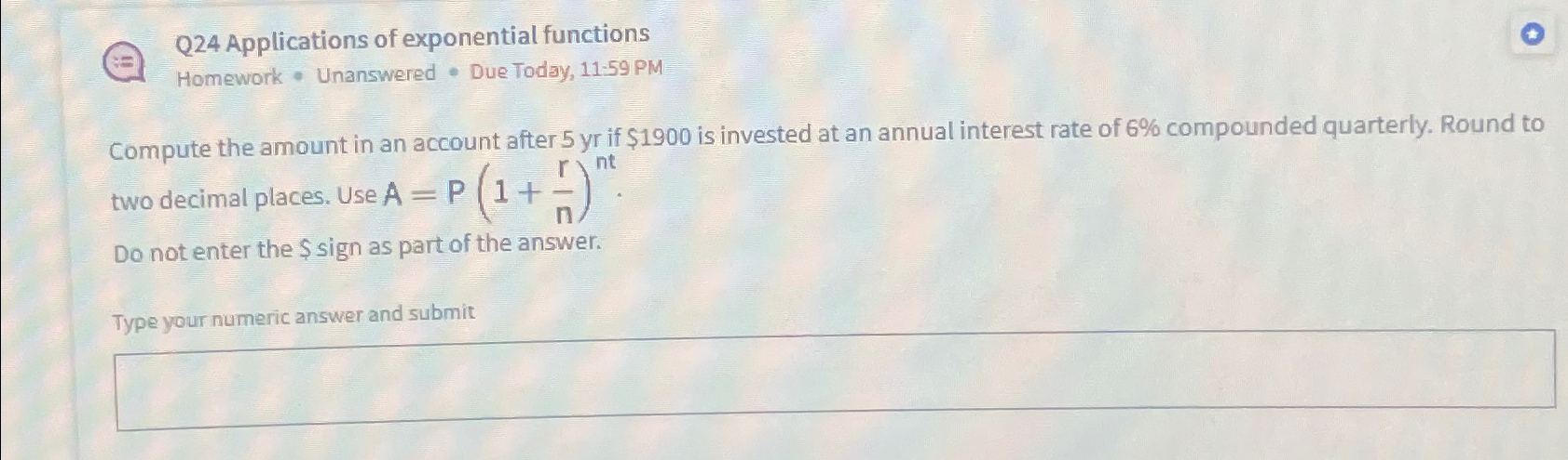 Solved Q24 ﻿Applications of exponential functionsHomework - | Chegg.com