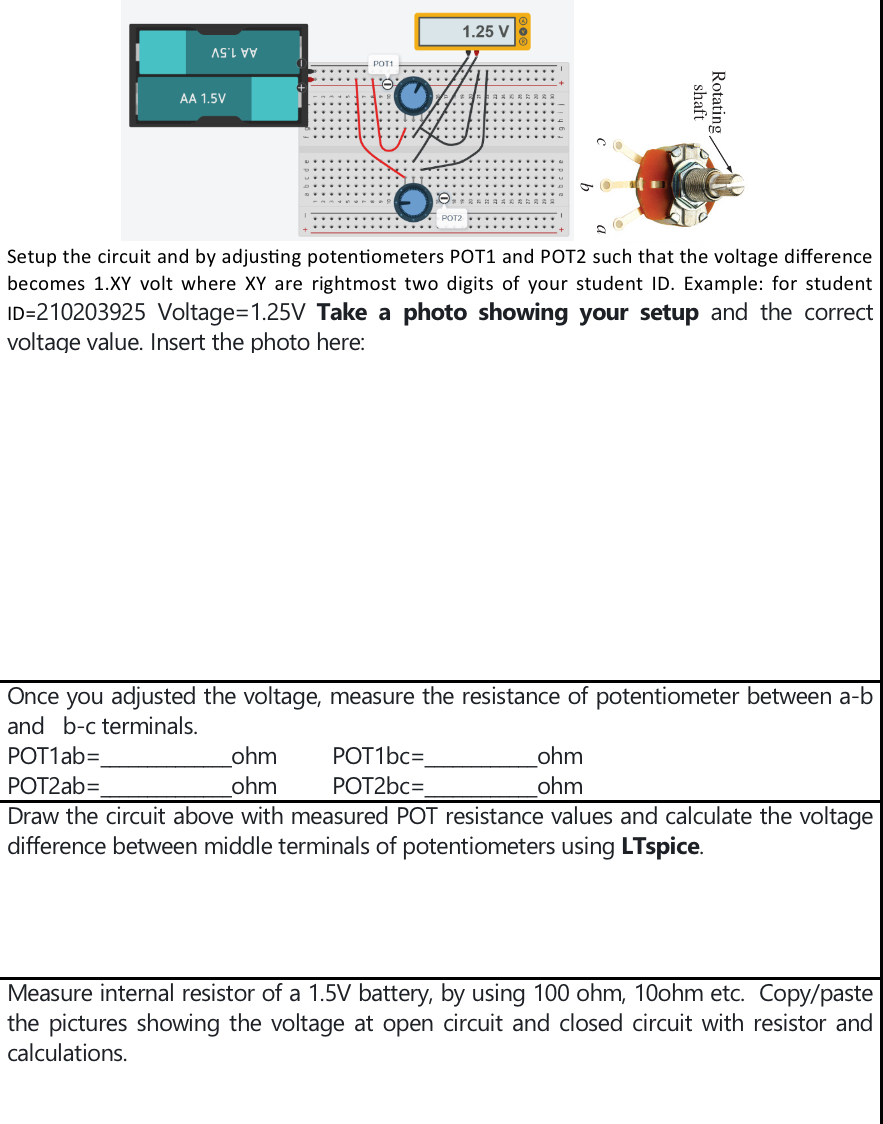 Solved Setup the circuit and by adjusting potentiometers | Chegg.com