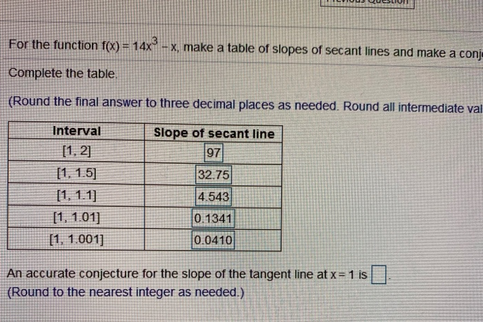 Solved For the function f(x= 14x® – x, make a table of | Chegg.com