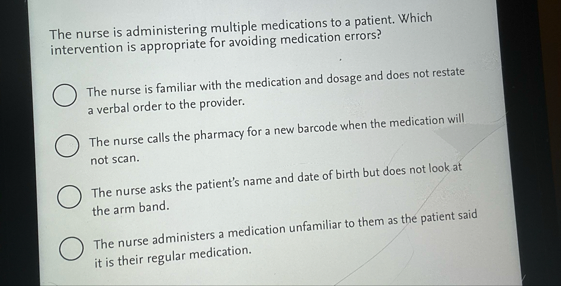 Solved The nurse is administering multiple medications to a | Chegg.com