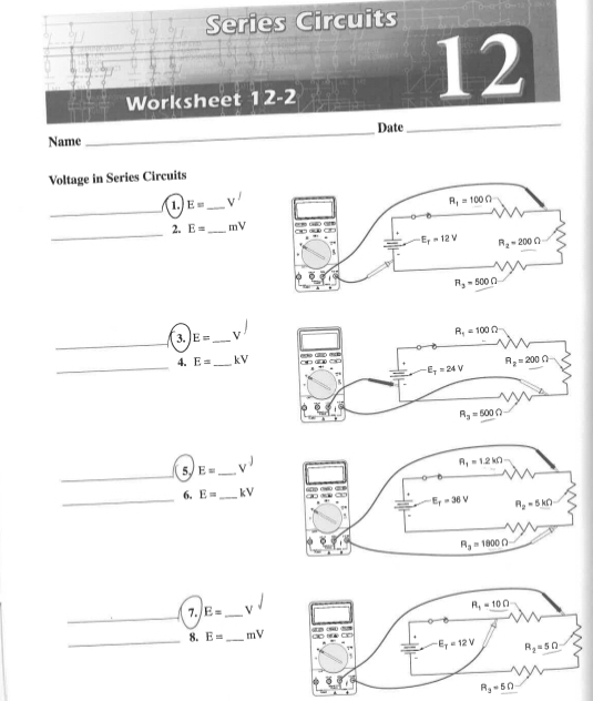 Solved Worksheet 12-2NameDateVoltage in Series | Chegg.com