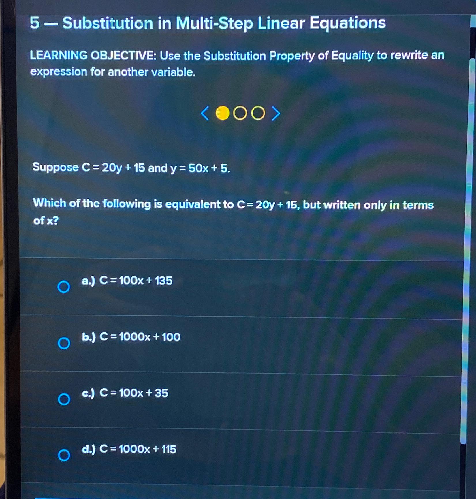 Solved 5-Substitution in Multi-Step Linear EquationsLEARNING | Chegg.com