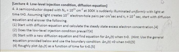 Solved his [Lecture 4: Low-level Injection condition, | Chegg.com