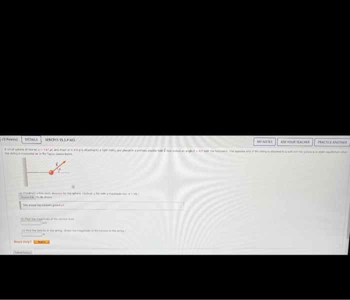 Solved A small sphere of charge q = +67 µC and mass m = 5.6 | Chegg.com